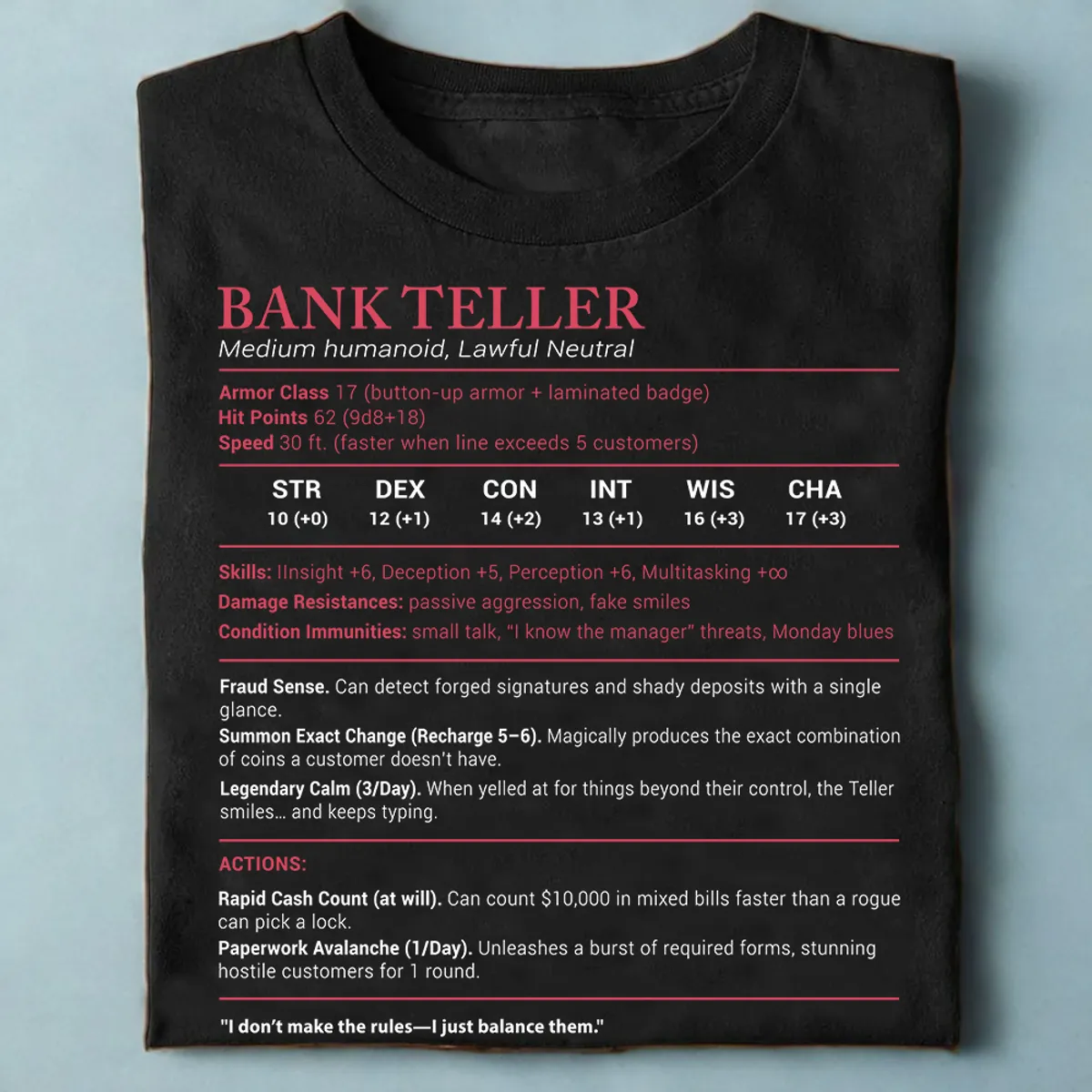 Bank Teller Stats Classic Unisex T-Shirt