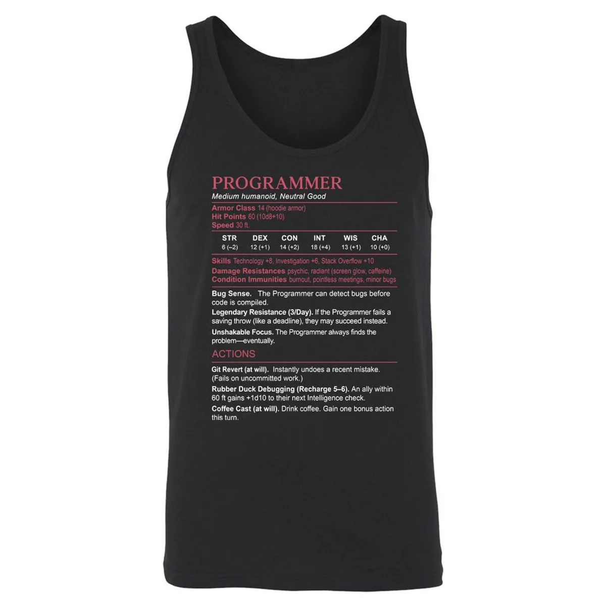 Programmer Stats Unisex Jersey Tank