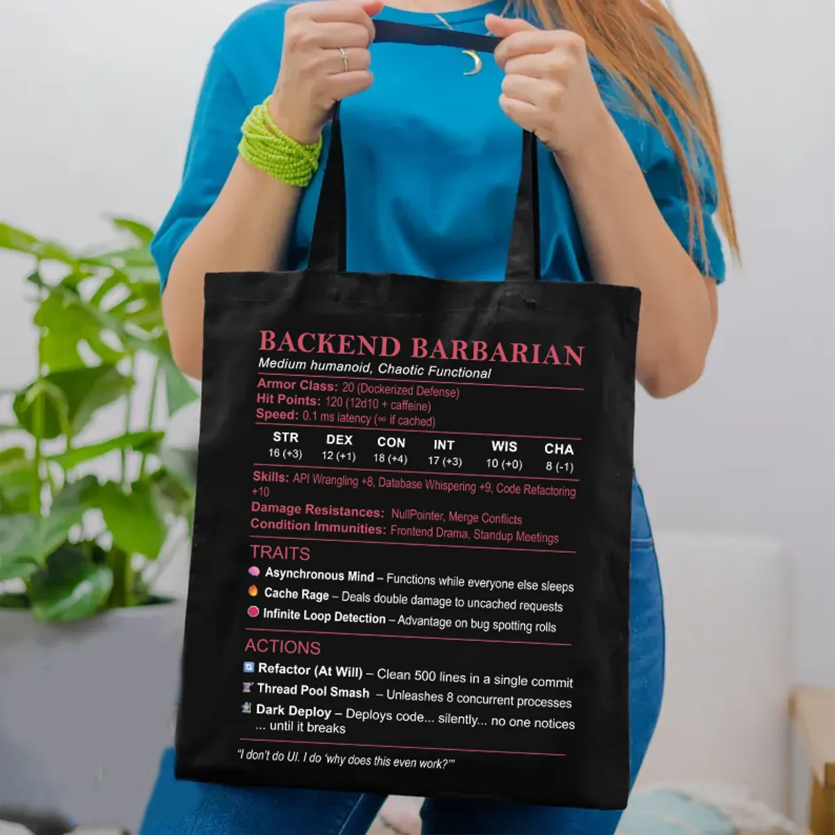 Backend Barbarian Stats Tote Bag