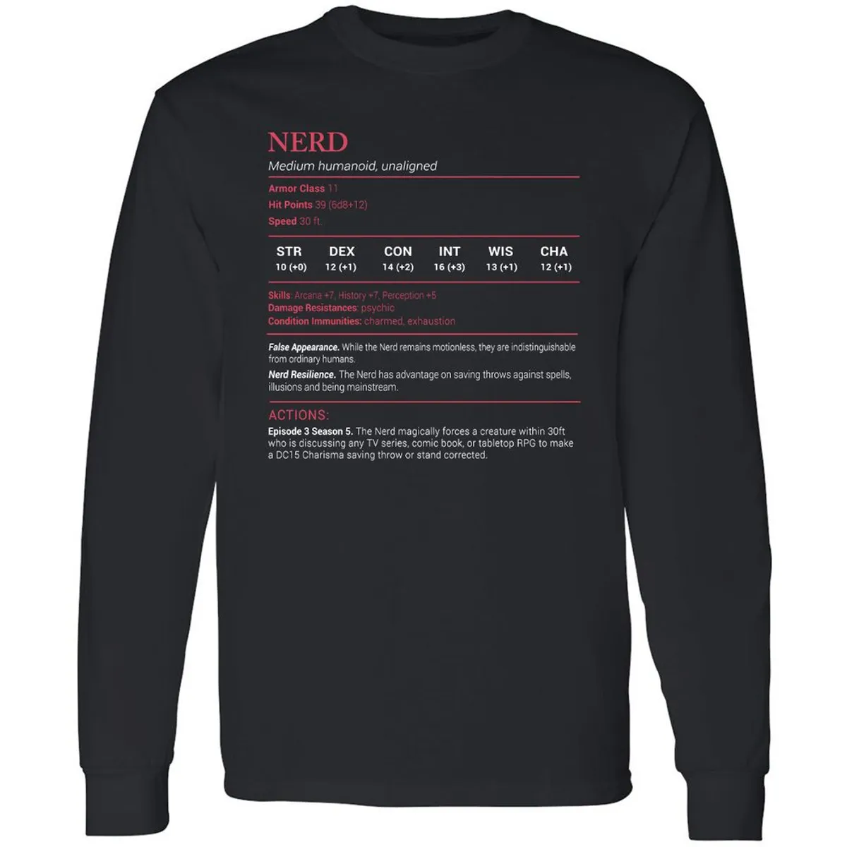 Nerd Stats Long Sleeve T-Shirt